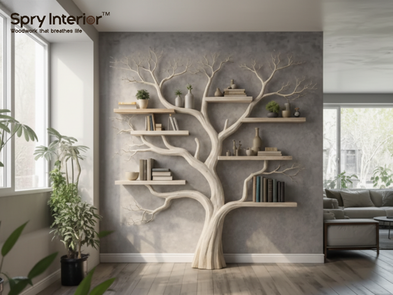 Rustic Tree Branch Floating Corner Shelf - Nature-Inspired Design for