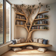 Tree Floating Corner Bookshelf With Corner Bench Lshaped Bench SINLTB1