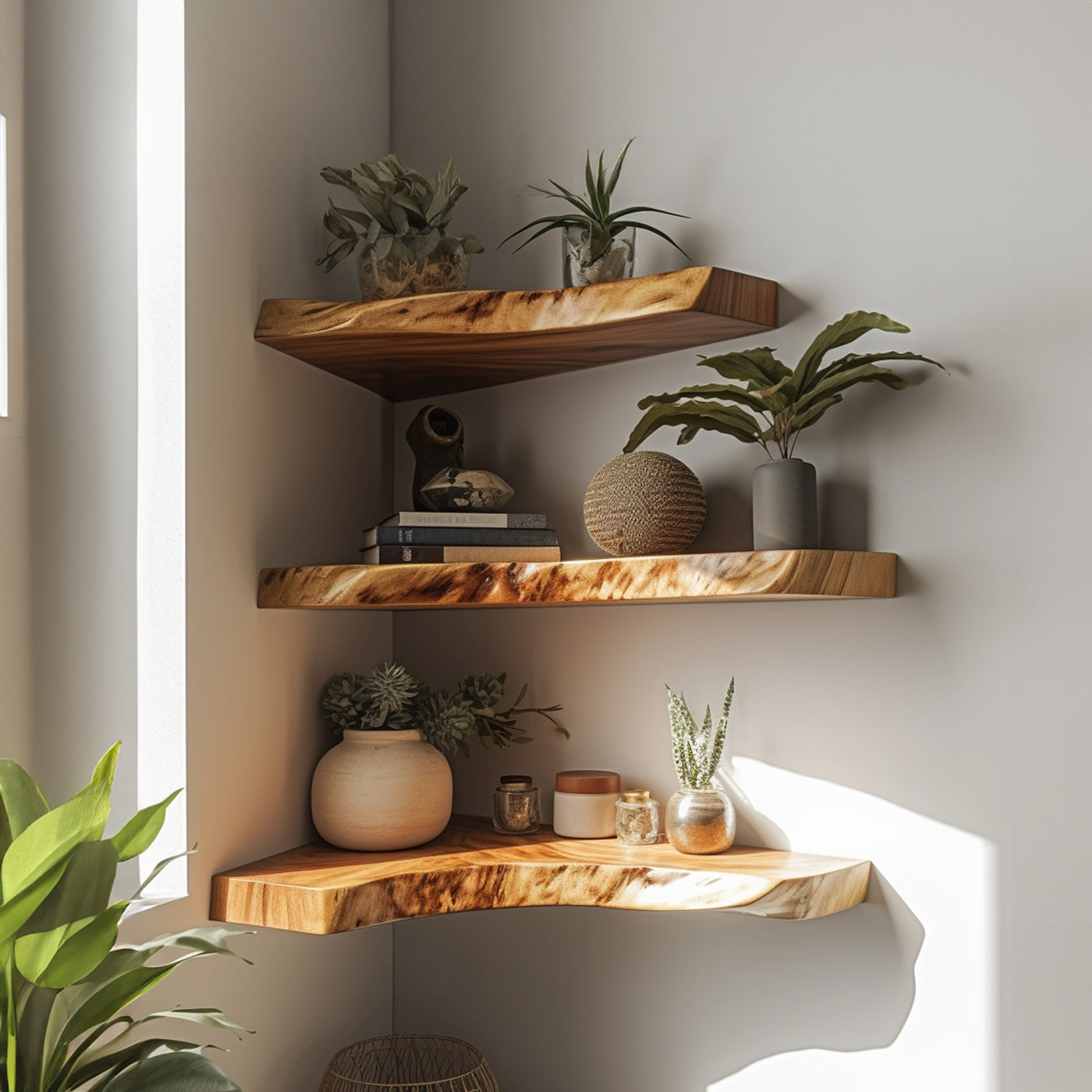Live Edge Corner Shelves Floating Corner Shelf SILDTCN023