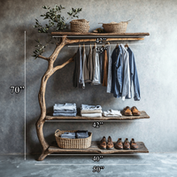 Tree Branch Rack Wall Coat Rack With Shelf Wall Mount SINLTB088