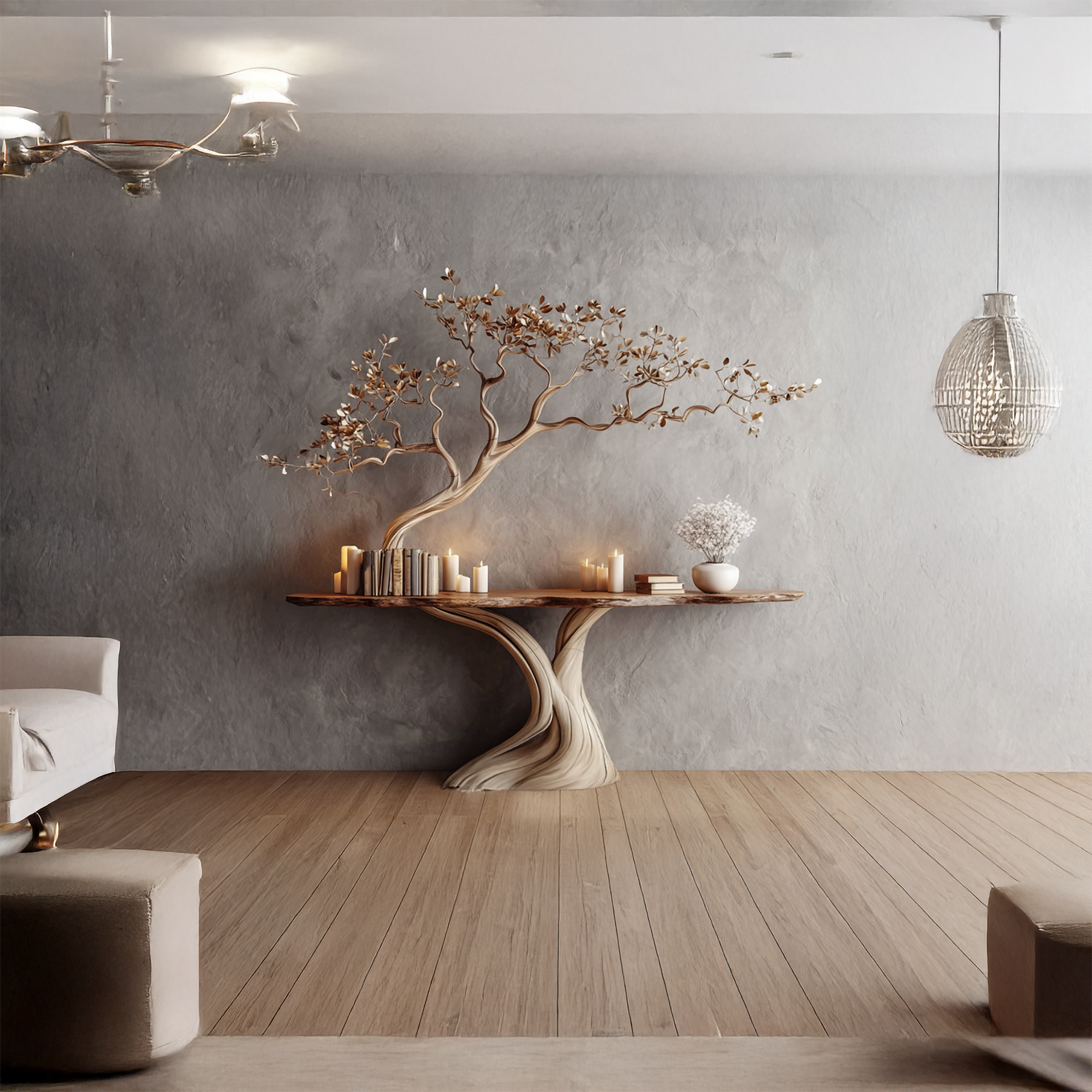 Midcentury Organic Console Table Entryway SINLSACS114