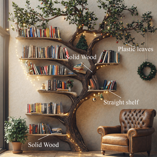 Black Tree Branch Bookshelf Wall Mount Mid Century SINLTB079