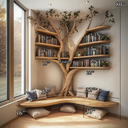 Tree Floating Corner Bookshelf With Corner Bench Lshaped Bench SINLTB1