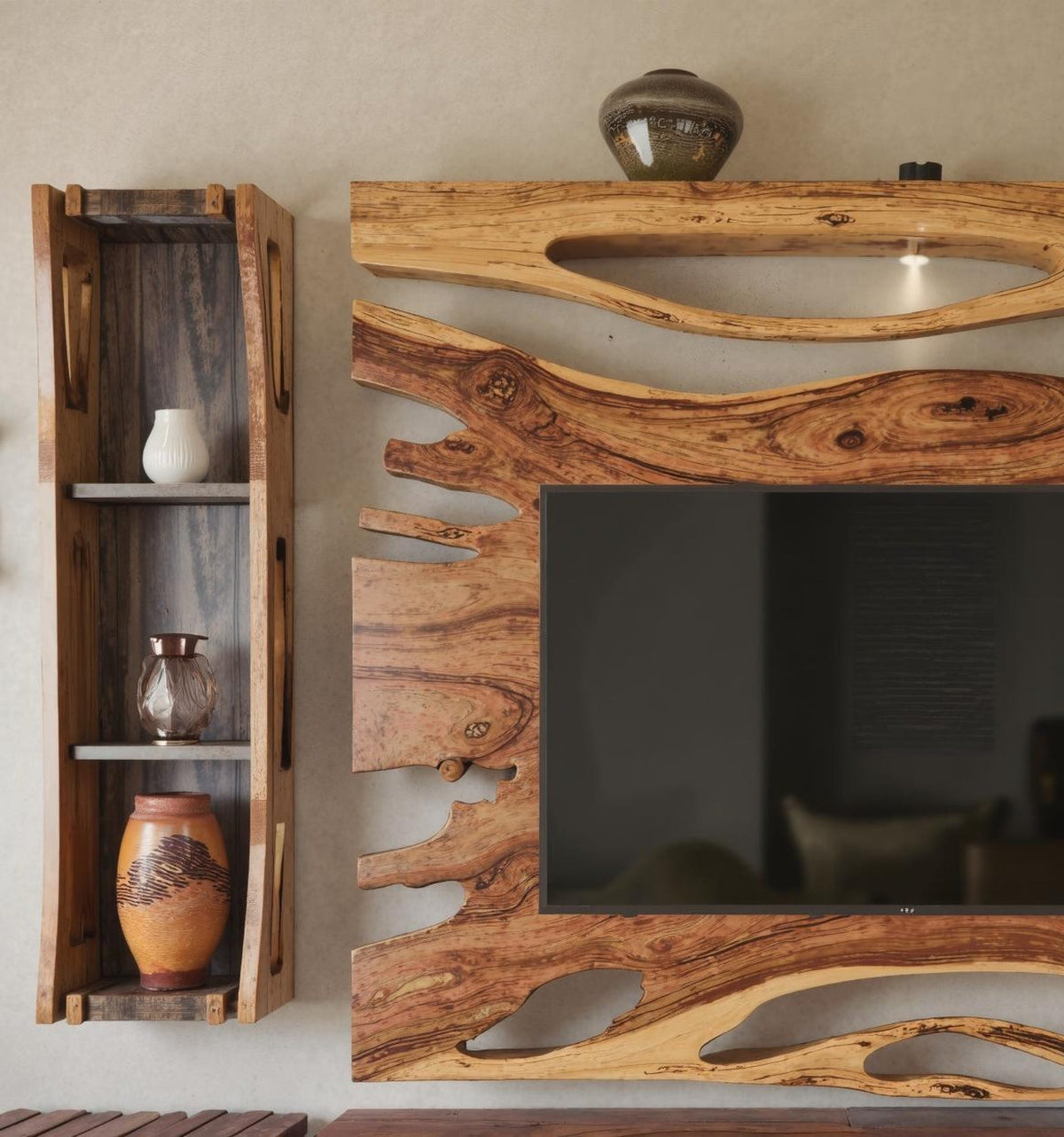 Rustic Style Tv Shelf For Living Room And Entertainment Area SITHTVC00