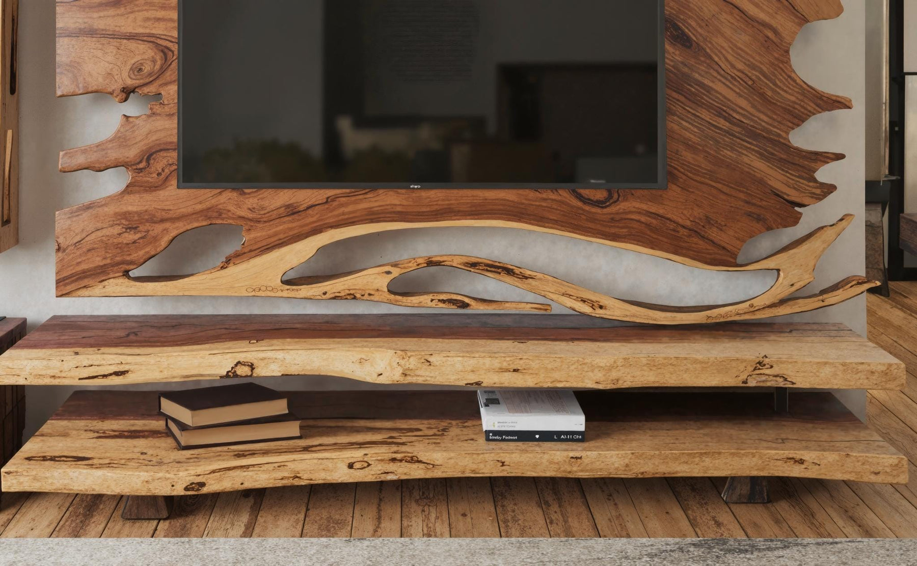 Rustic Style Tv Shelf For Living Room And Entertainment Area SITHTVC00