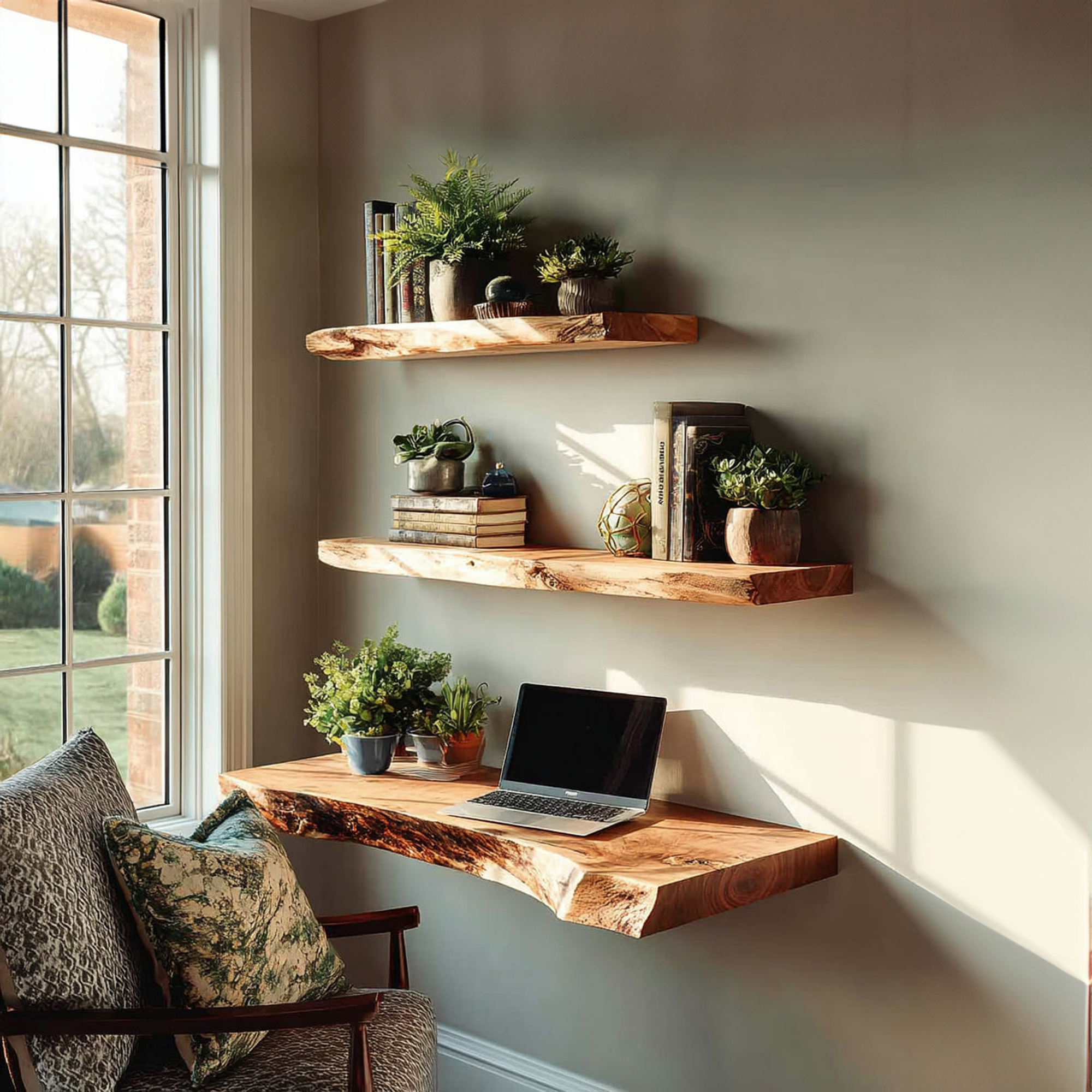 Rustic Floating Shelves Desk Study Room SINLKIFL155