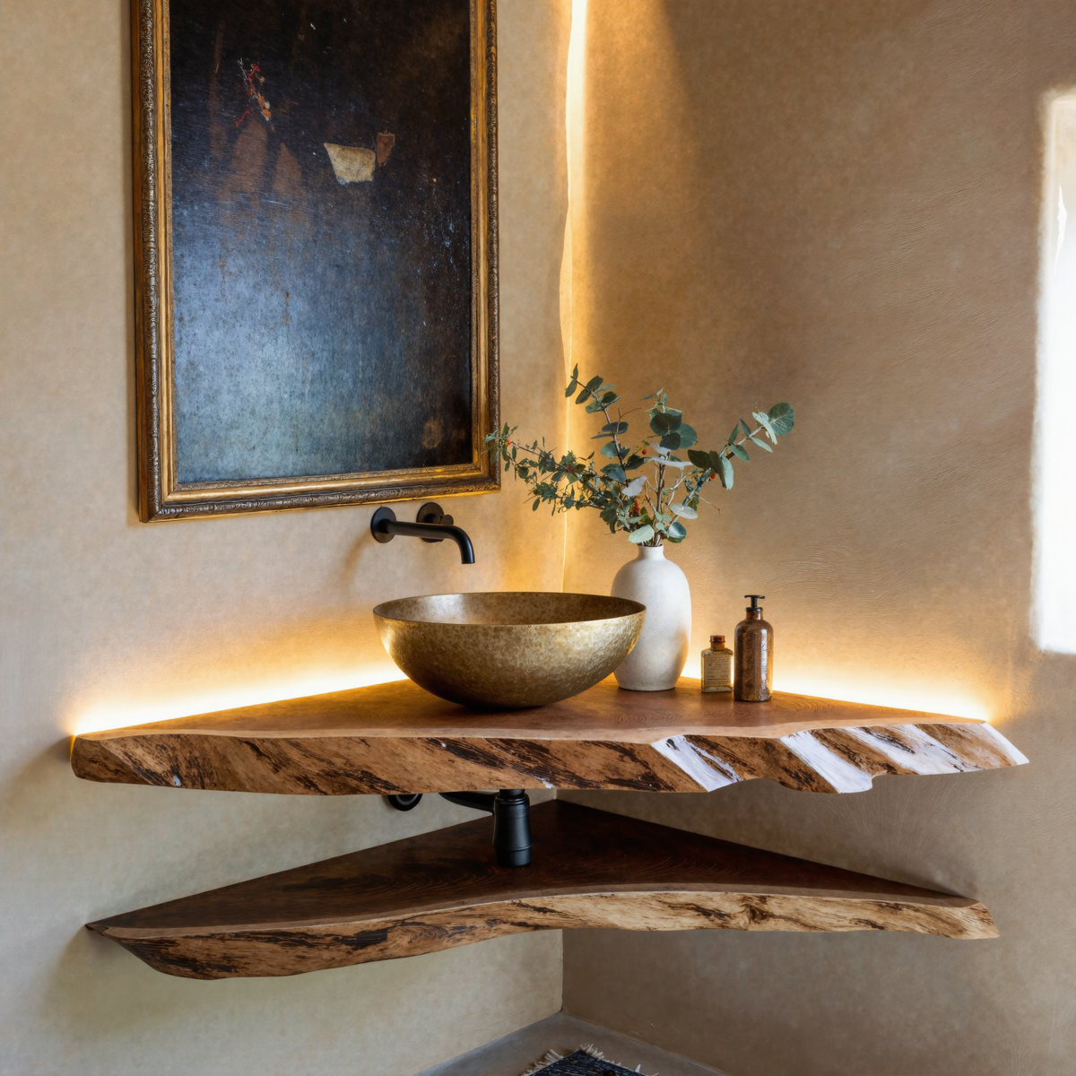 corner floating sink