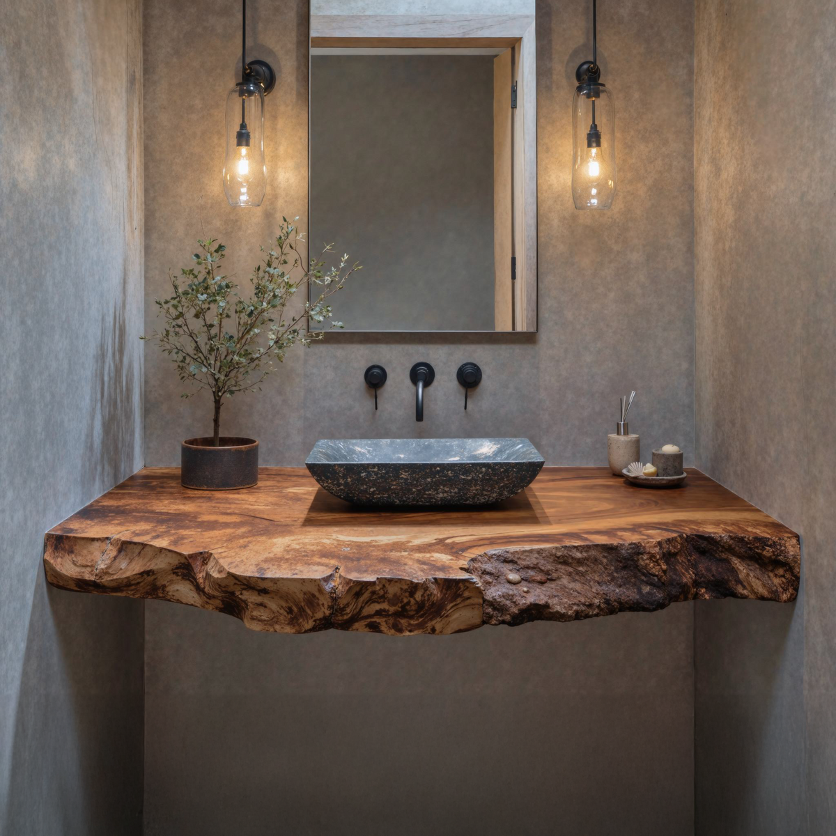 Rustic Farmhouse Wooden Bathroom Vanity Floating Shelf For Vintage Bat