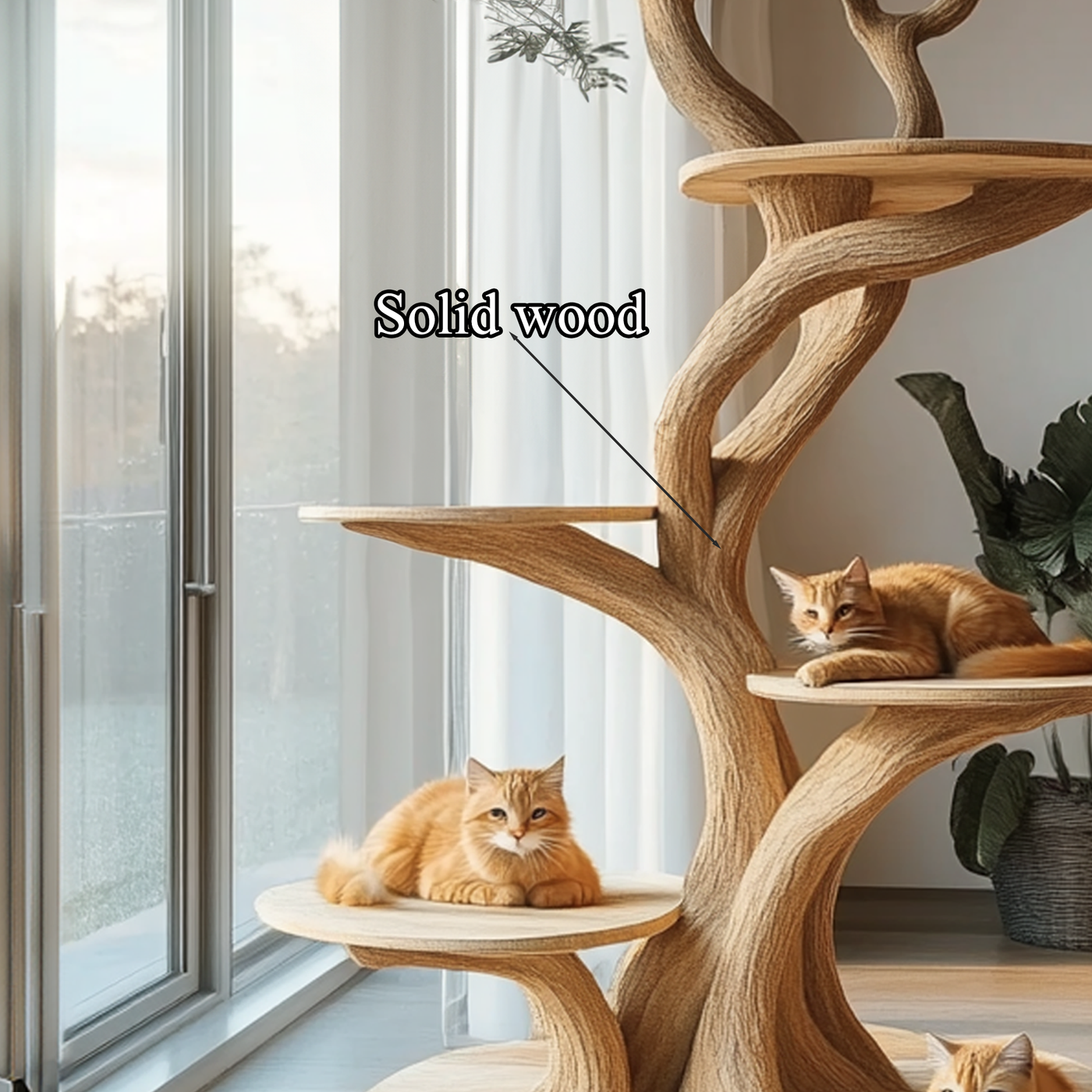 Custom Handmade Wooden Cat Tree Modern Large Climbing Tree Unique SINL