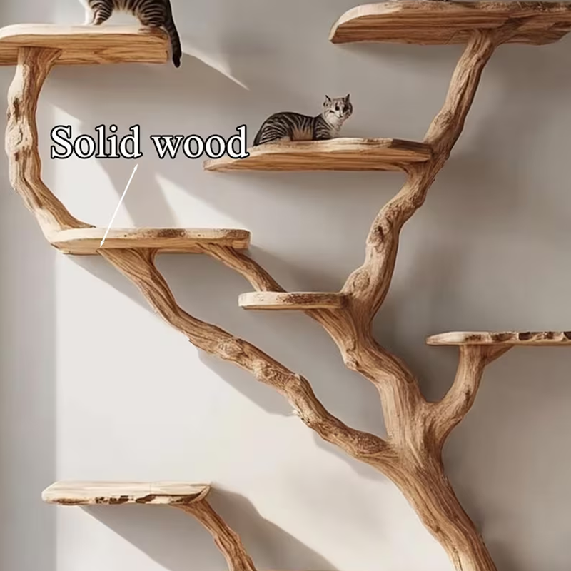 Natural Solid Wood Cat Tree Stylish Cat Furniture SINLTT007