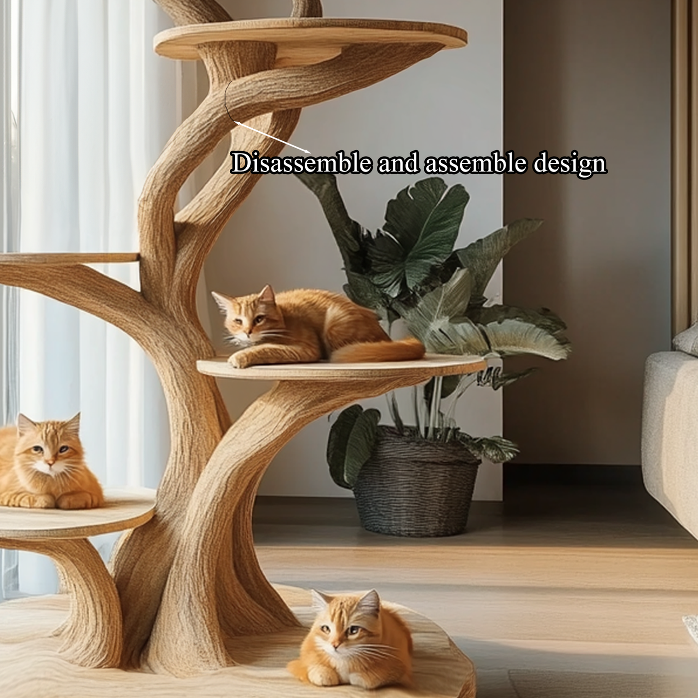 Custom Handmade Wooden Cat Tree Modern Large Climbing Tree Unique SINL