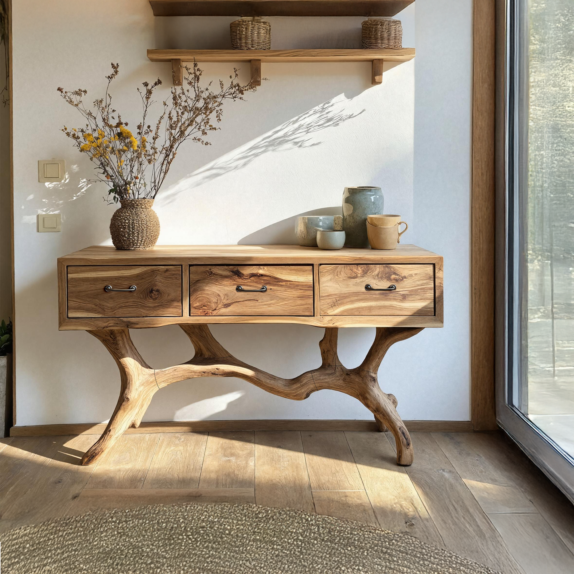 Handcrafted Live Edge Entryway Table For Living Room Modern Farmhouse