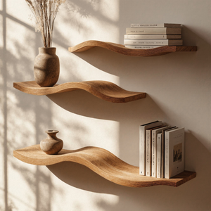 Wavy Wood Floating Shelves Living Room Farmhouse Live Edge Shelf SINLW