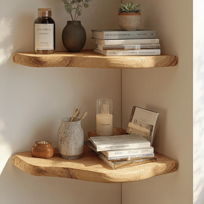 Vintage Rustic Natural Wood Corner Shelf For Any Space SILDTCN075