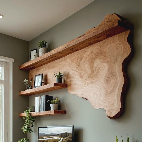 Rustic Live Edge Floating Desk For Home Office Workspace And Study Are