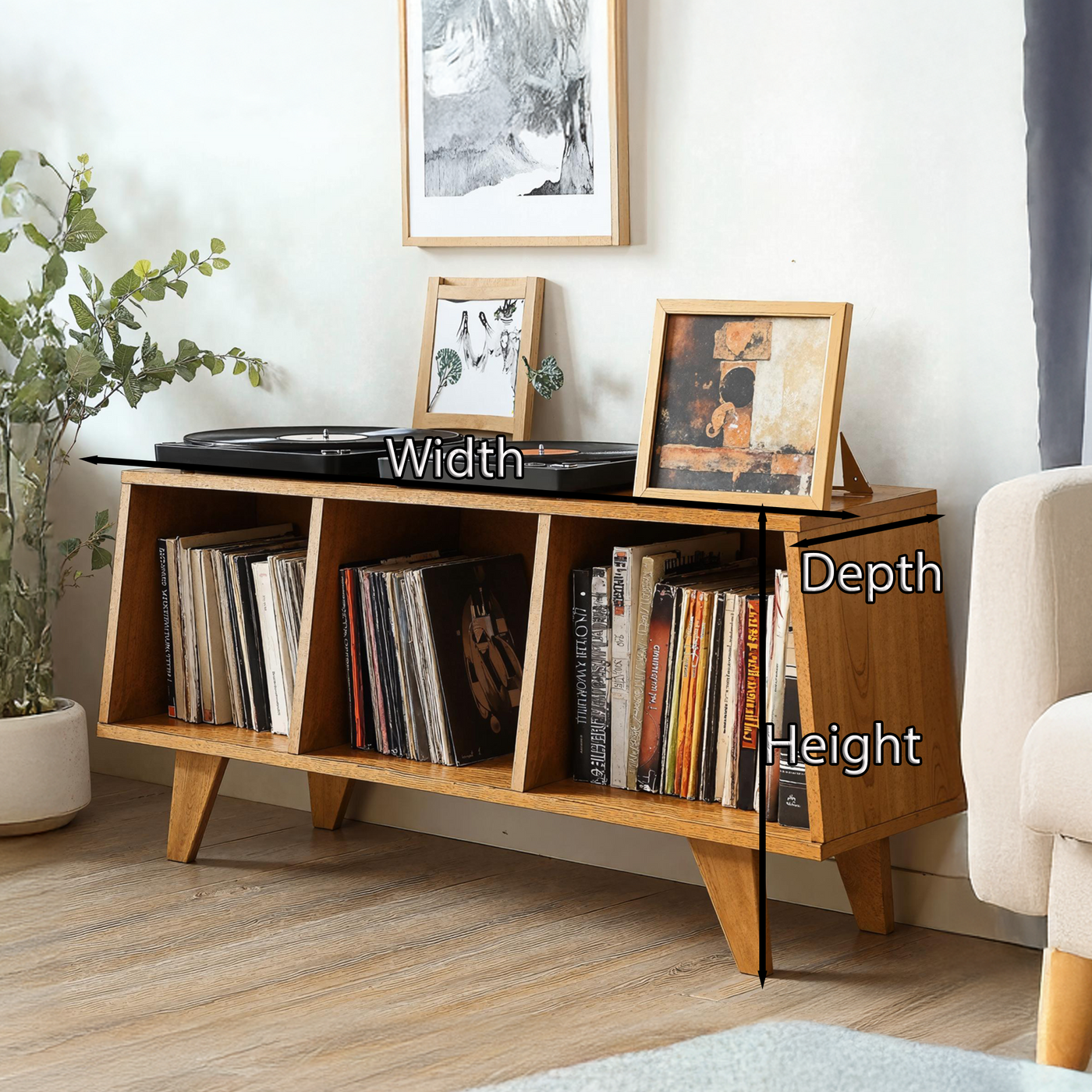Rustic Wooden Record Player Table For Living Room Furniture SILDTRPT02
