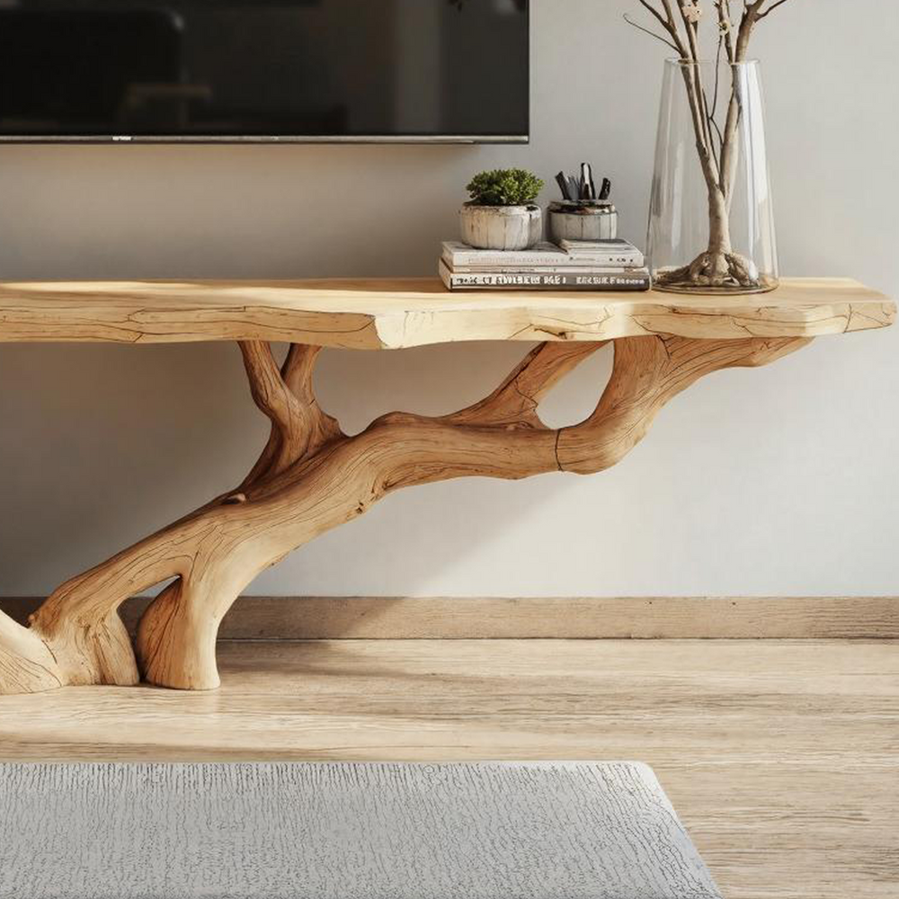 Rustic Handmade Live Edge TV Console For Living Room And Bedroom SILDT