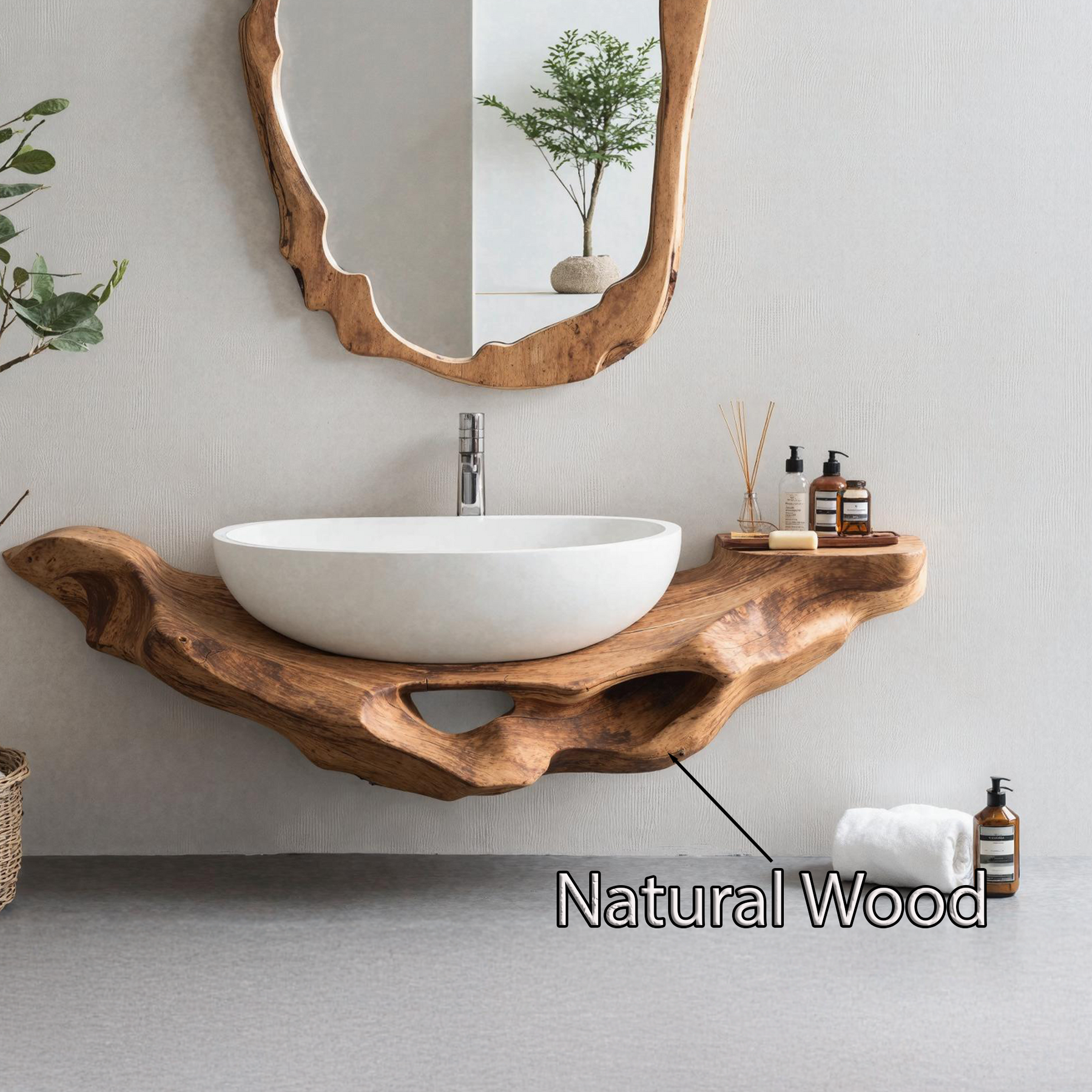 Mid Century Live Edge Floating Vanity Small Bathroom Style SILDTBRV231