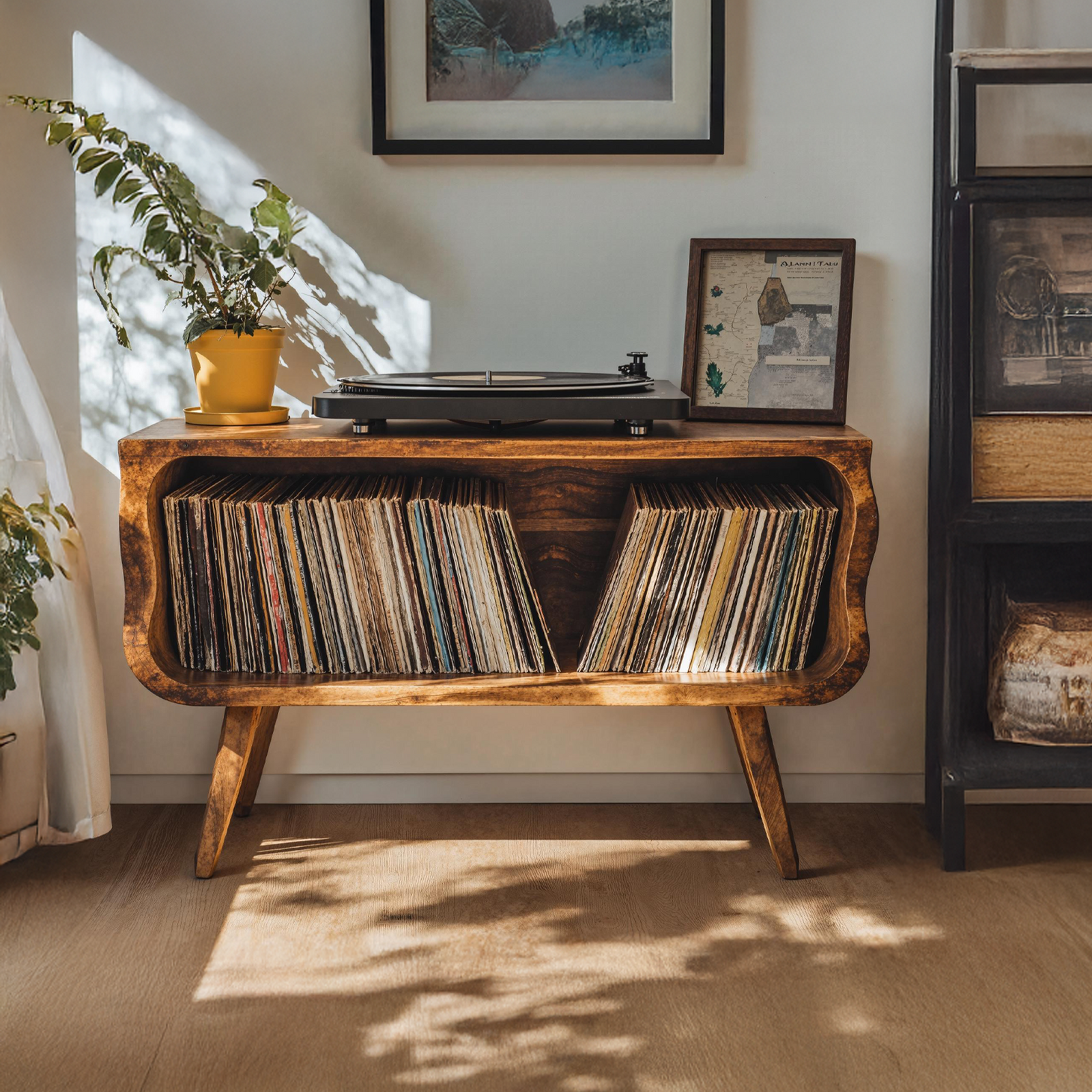 Record Player Stands 2026 - Stylish Natural Wood Designs