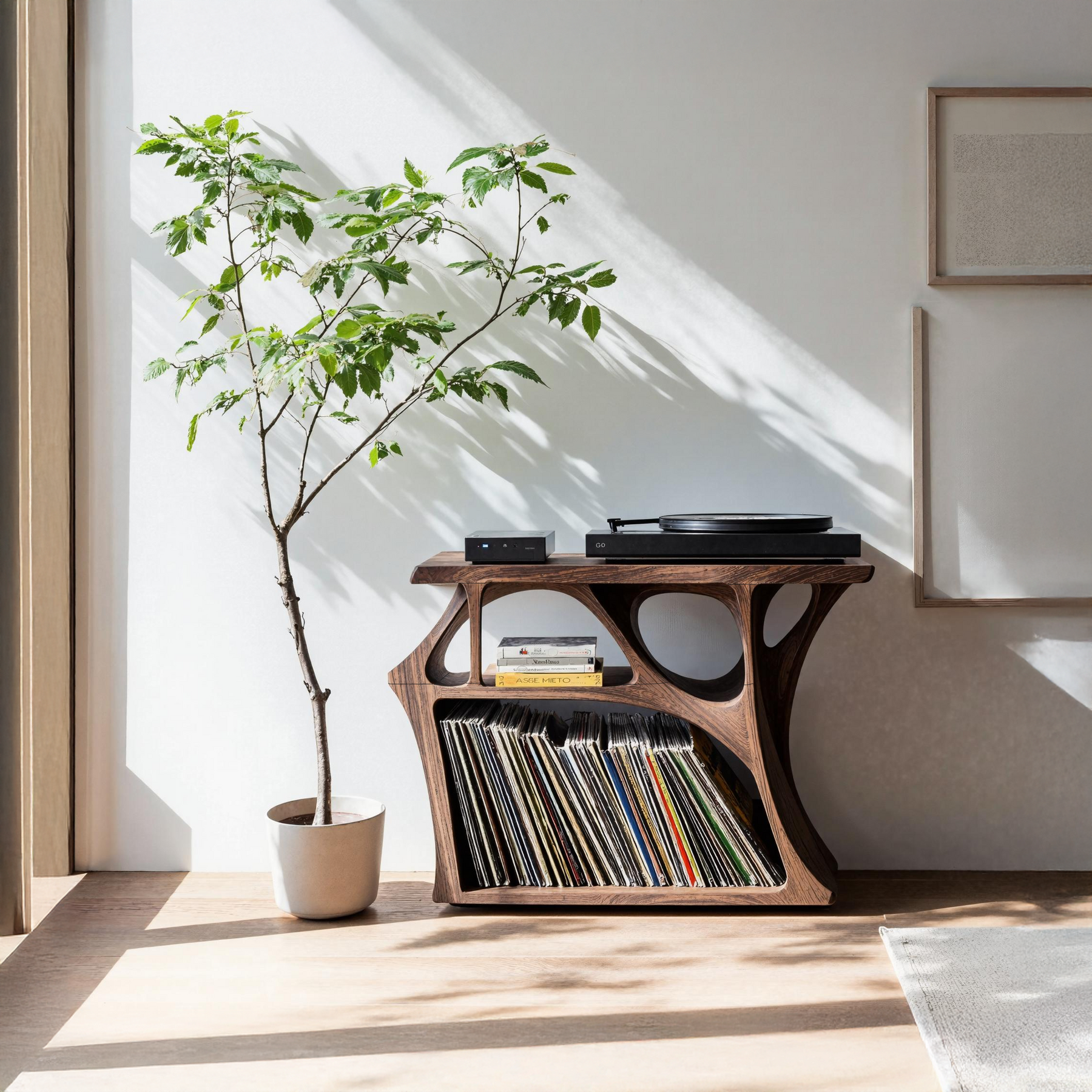 Mid Century Record Stand Living Room Decor Essential SILDTTNRPT009