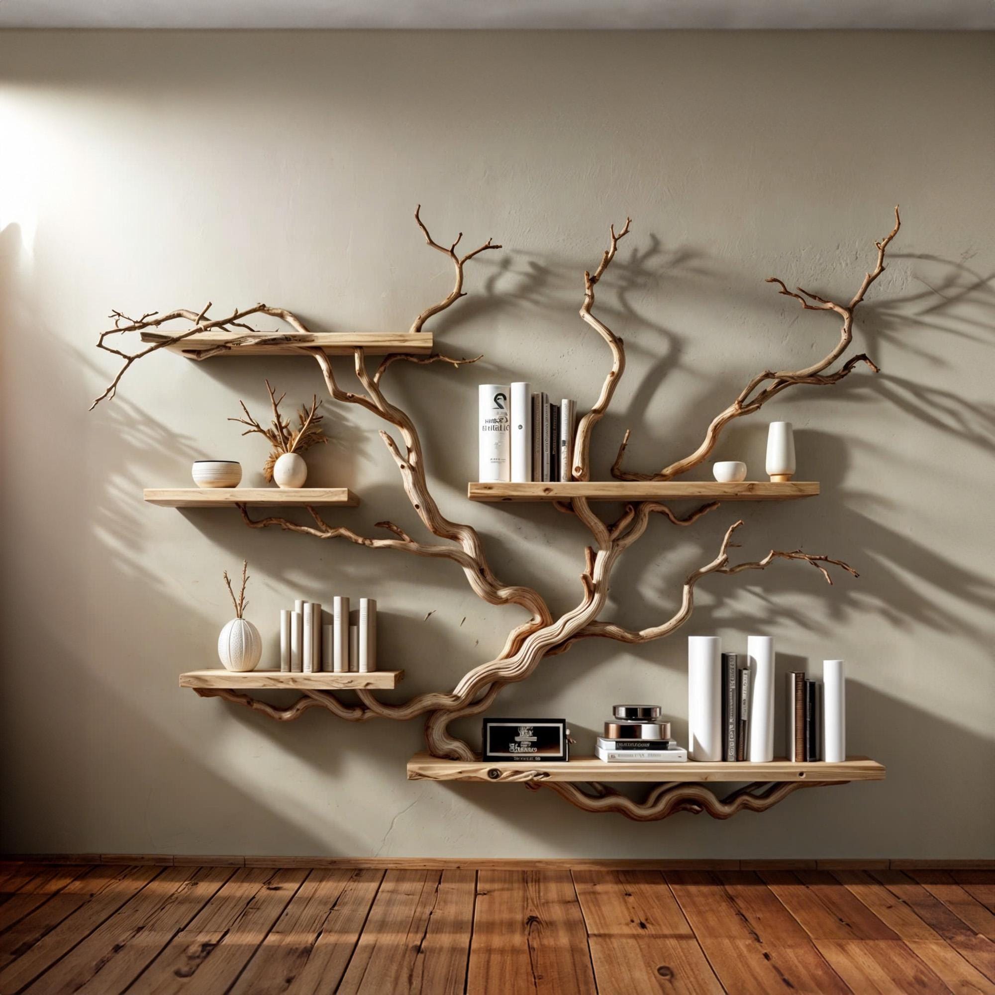 Tree Bookshelf Floating Shelves Driftwood Branch SINLTBS011